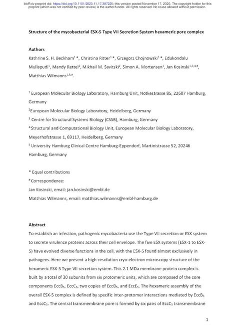 Pdf Structure Of The Mycobacterial Esx 5 Type Vii Secretion 20201117 · Loop Between