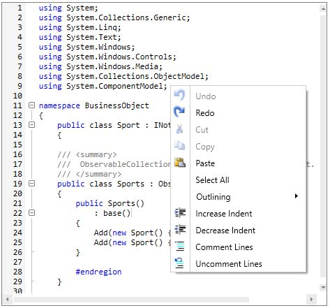 WPF Syntax Highlighting And Code Editor Control Syncfusion