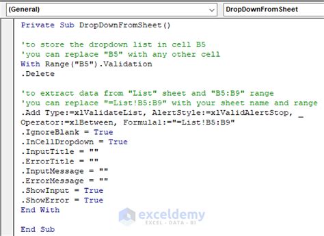 data validation drop down list with vba in excel 7 applications