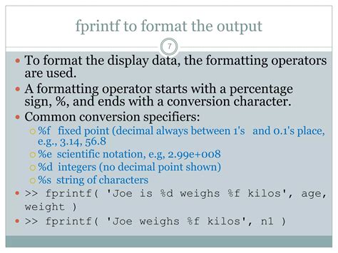 Matlab Programming Tips 2 Input And Output Commands Pptx