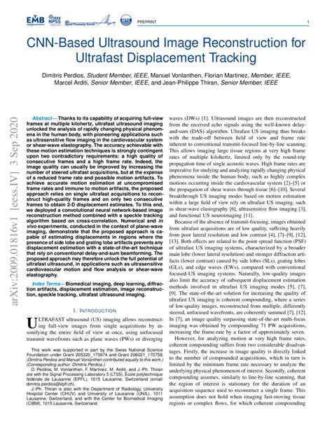 cnn based ultrasound image reconstruction for ultrafast displacement