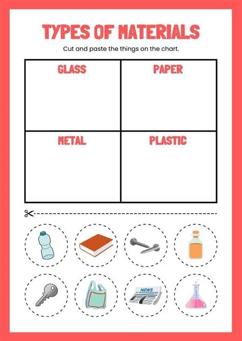 Types Of Materials English Cut And Paste Worksheet
