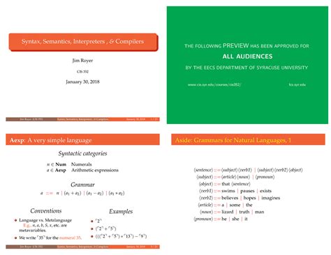 06preview Lecture Notes 6 Syntax Semantics Interpreters