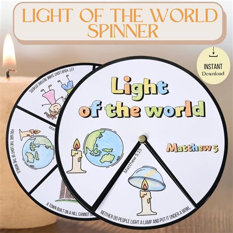Printable Light Of The World Coloring Spinner Wheel Light Of The World