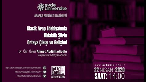 Arapça Edebiyat Klasikleri Klasik Arap Edebiyatında Didaktik Şiirin