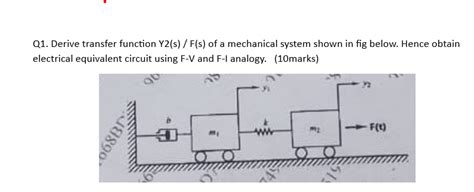 solved q1 ﻿derive transfer function y2sf s ﻿of a