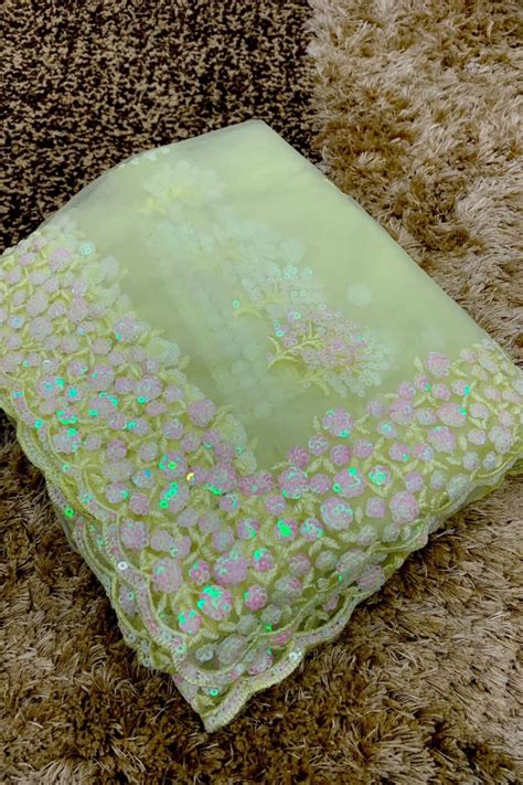 Soft Mono Net Sarees With Beautiful Sequence Work Peach Devisha Fashion