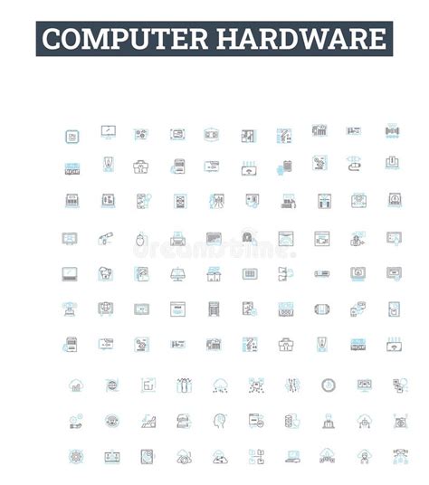 Computer Hardware Vector Line Icons Set Computer Hardware Monitor Keyboard Mouse Cpu Ram