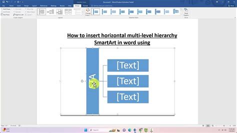 How To Insert Horizontal Multi Level Hierarchy Smartart In Word Using Youtube