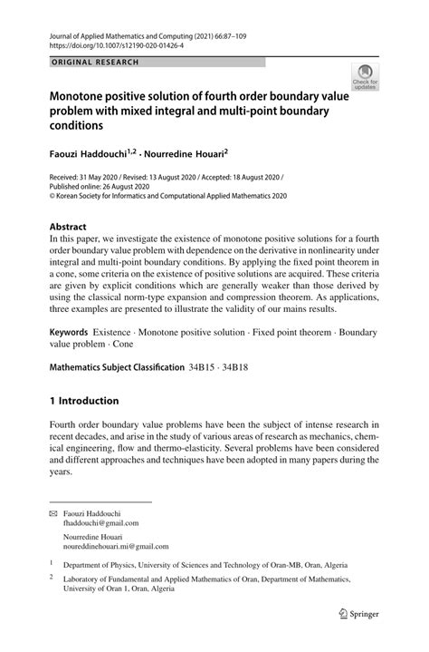 Pdf Monotone Positive Solution Of Fourth Order Boundary Value Problem With Mixed Integral And