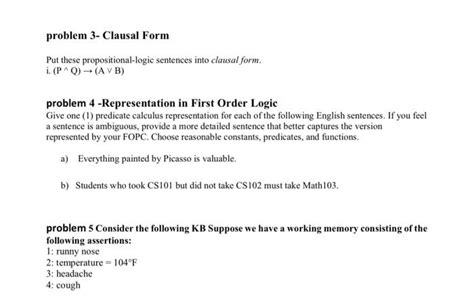 Solved Put These Propositional Logic Sentences Into Clausal