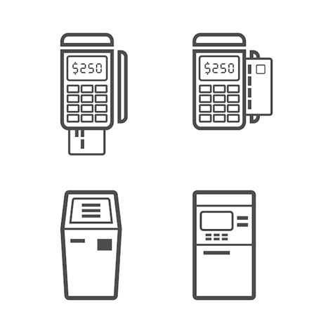Premium Vector Banking Terminal Line Style Vector Icon Set