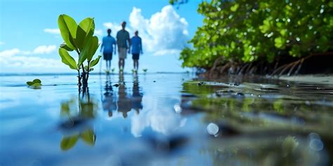 Volunteers Plant Mangrove Trees To Prevent Erosion In Coastal