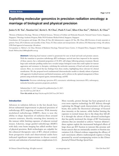 Pdf Exploiting Molecular Genomics In Precision Radiation Oncology A
