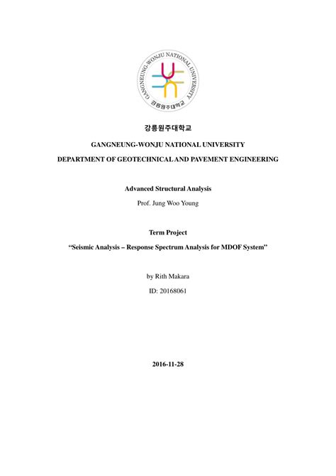 Pdf Seismic Analysis Response Spectrum Analysis Method With Matlab
