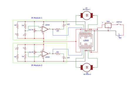 Line Following Robot Without Microcontroller Resources Easyeda