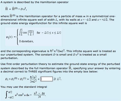 solved a system is described by the hamiltonian operator