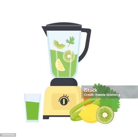 스무디와 다른 과일 한 잔의 전기 믹서기 만화 스타일의 벡터 일러스트 레이 션 블렌더에 대한 스톡 벡터 아트 및 기타 이미지