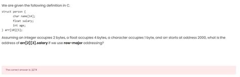 solved we are given the following definition in c struct