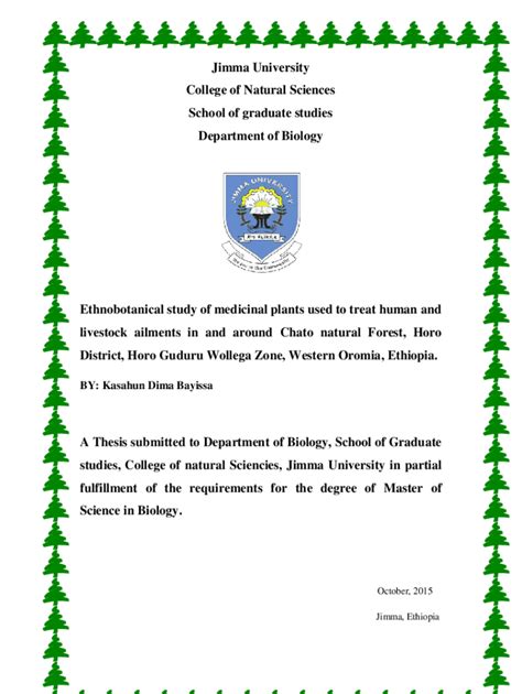 Fillable Online Jimma University College Of Natural Sciences School Of Graduate Fax Email