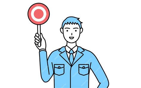 Premium Vector Simple Line Drawing Of A Man In Work Clothes Holding A