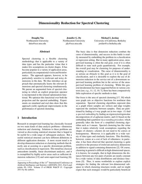 Pdf Dimensionality Reduction For Spectral Clustering