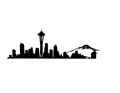 Seattle Skyline Silhouette Clip Art With Windows
