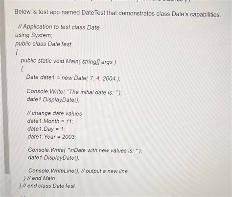 Solved Instructions Create A Class Called Date That Includes