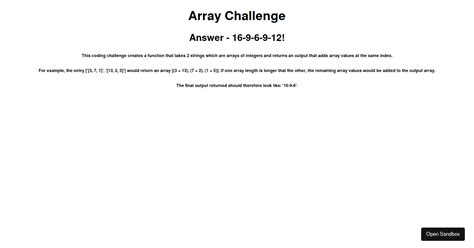 Arraychallenge Codesandbox