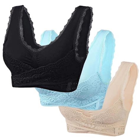 Lolmot Sports Bras For Women Pack Criss Cross Front Side Bukle Lace Bra Comfortble Support