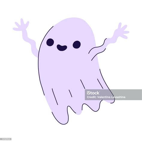 할로윈을위한 작은 귀여운 유령 미소 짓는 유령 정신 흰색 배경에 고립 된 스톡 벡터 일러스트레이션 즐거운 할로윈 보내세요 무서운