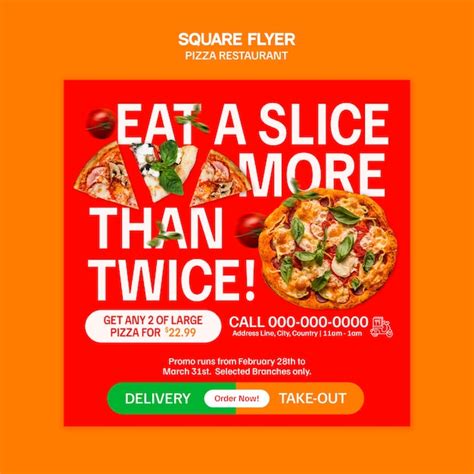Modelo De Folheto Quadrado De Deliciosa Pizzaria Psd Premium