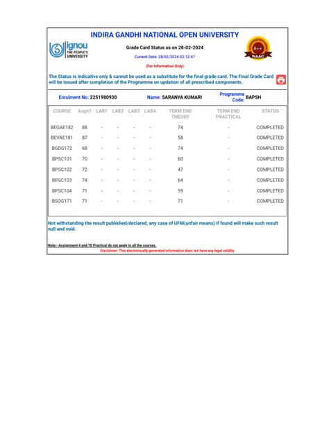 Ignou Grade Card Pdf Computer Programming Software Engineering