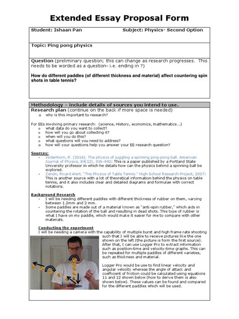 Ee Initial Proposal Form Physics Pdf Technology And Engineering