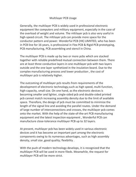 Multilayer Pcb Usage PDF Technology Computing