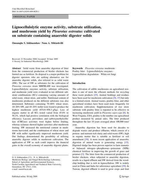 Pdf Lignocellulolytic Enzyme Activity Substrate Utilization And