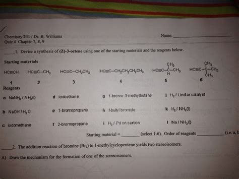 Solved Devise A Synthesis Of Z 3 Octene Using One Of The