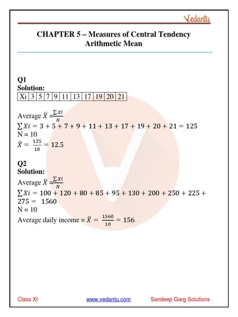 Sandeep Garg Economics Class 11 Solutions For Chapter 5 Measures Of
