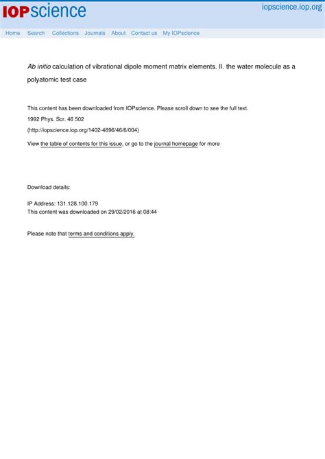 Pdf Ab Initio Calculation Of Vibrational Dipole Moment Matrix