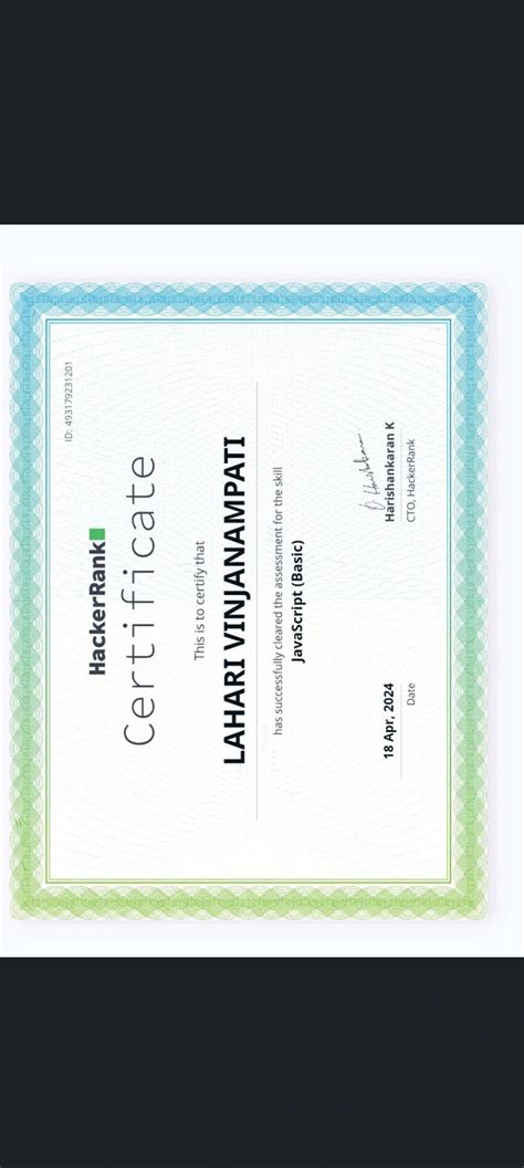 Lahari Vinjanampati On Linkedin Hackerrank