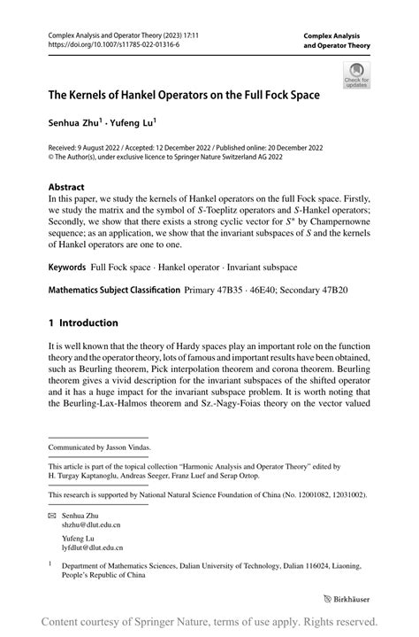 The Kernels Of Hankel Operators On The Full Fock Space Request Pdf
