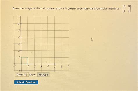 Solved Draw The Image Of The Unit Square Shown In Green Chegg Com