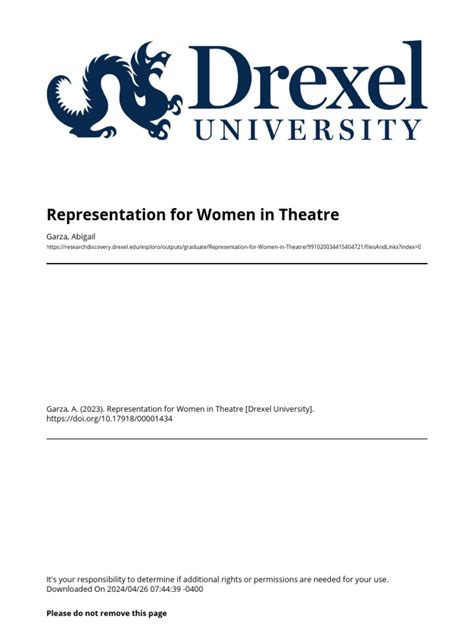 Representation For Women In Theatre Thesis Pdf Body Image Feminism Representation For Women In Theatre Thesis Pdf Body Image Feminism