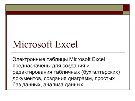 Microsoft Excel презентация доклад