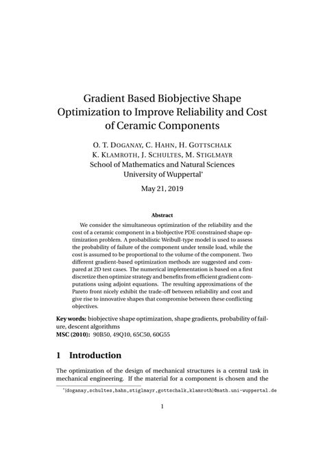 Pdf Gradient Based Biobjective Shape Optimization To Improve