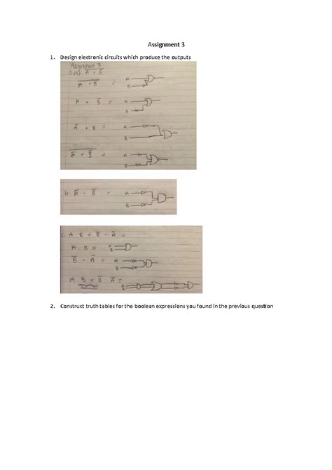 ENGR121 Assignment 3 Assignment 3 Design Electronic Circuits Which Produce The Outputs