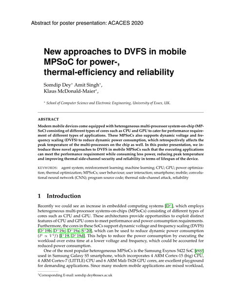 Pdf New Approaches To Dvfs In Mobile Mpsoc For Power Thermal