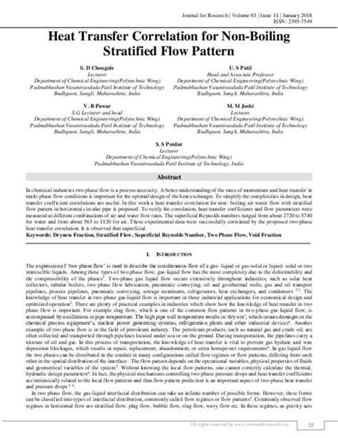 Pdf Heat Transfer Correlation For Non Boiling Stratified Flow Pattern Journal 4 Research