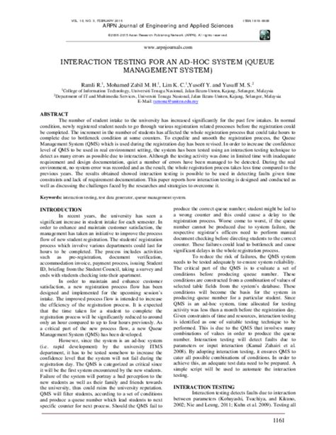Pdf Interaction Testing For An Ad Hoc System Queue Management System