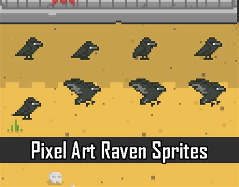 2d Pixel Art Raven Sprites By Elthens Pixel Art Shop